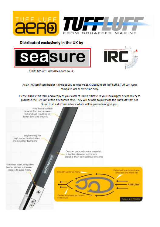 Sea Sure - 15% off Tuff Luff - IRC Rating